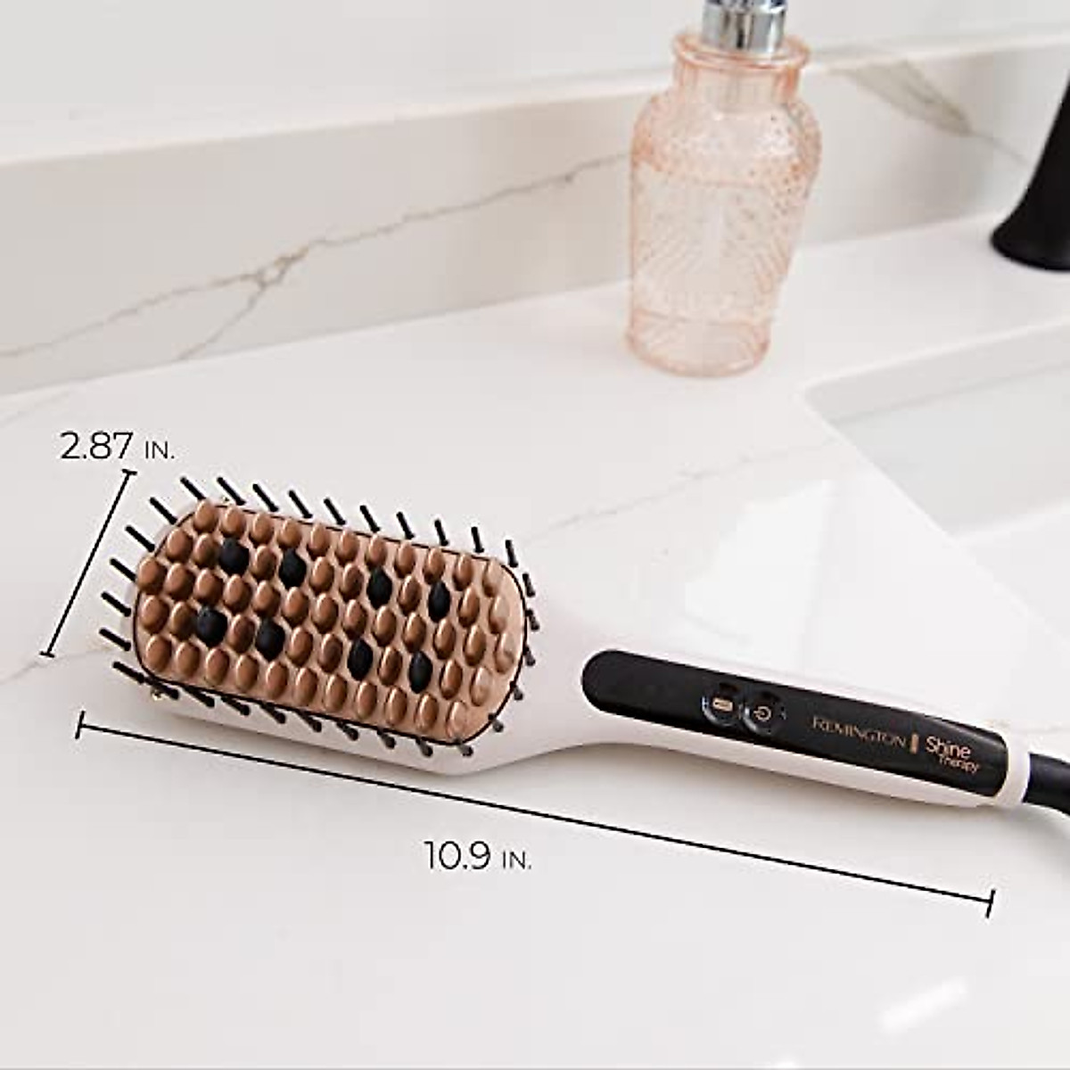 REMINGTON SHINE THERAPY Argan Oil & Keratin Infused Straightening Brush / Heated Styling Brush / Paddle Brush