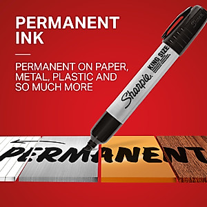 Sharpie King Size Permanent Markers Large Chisel Tip, Great For Poster Boards, Black, 12 Count