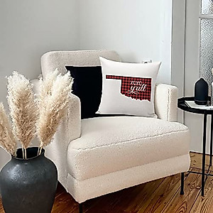 Red Black Buffalo Plaid Oklahoma State Map Throw Pillow Covers Love Pillow Case Home State Cushion Cover Going Away Gift Valentine's Day Decor Square Pillowcase Valentines Day Gift 24"x24"