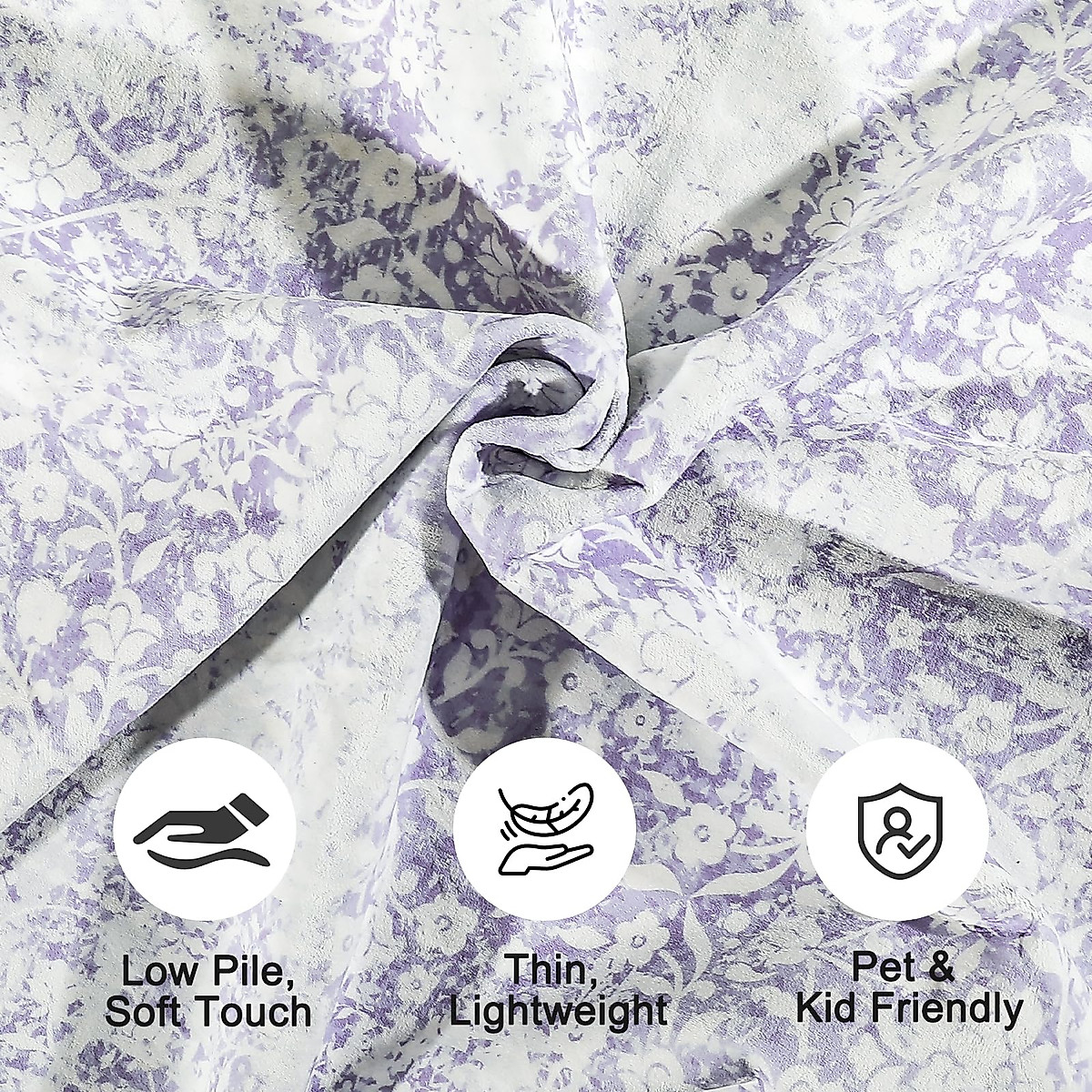 DUKINO Washable Area Rug 5x7, Boho Low-Pile Rugs for Living Room, Non Slip Rubber Backing Carpet, Soft Vintage Nursery Rug for Living Room, Bedroom, Dining Room, and Office - Purple