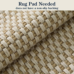 Moynesa Easy Jute Rug 5x7 Living Room Rug - 5x7 Area Rugs Natural Fiber Rugs for Bedroom, Farmhouse Indoor Outdoor, Hand Woven Sisal Rug Cotton Carpet for Home Office Decor, Natural & Beige