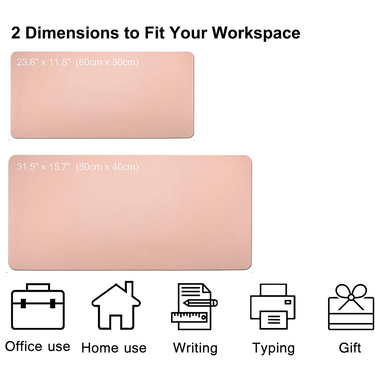 SUJAYU Dual Sided PU Leather Desk Pad, Mouse Pad, Office Desk Mat, Non-Slip Laptop Desk Pad, Waterproof Desk Writing Pad for Office and Home (23.6" x 11.8", Pink+Light Blue)