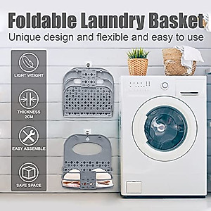 JISON21 Collapsible Laundry Basket Hanging Laundry Hamper With Handle Dirty Laundry Basket, Portable Punch Free Foldable Plastic Laundry Basket For Home, College Dorm
