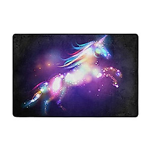 Magic Unicorn Area Rug Fantasy Galaxy Stars Carpet Rugs Floor Mat for Bedroom Living Dining Dorm Room Home Decor 36"×24"