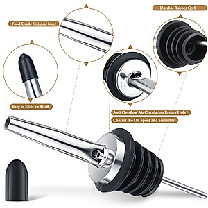 72 Pieces Stainless Steel Bottle Pourers Tapered Liquor Pourers with Rubber Dust Caps Tapered Pour Spouts Set Bar Supplies Vinegar Bottle Dispenser Wine Pourers for Oil Beer Drink Water Bottle