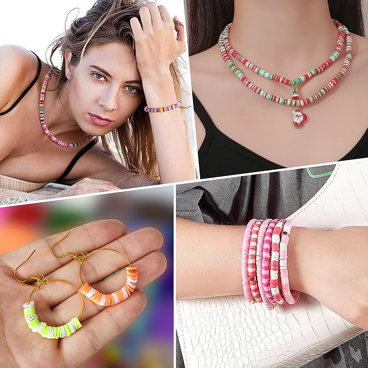 JMUQ 28 Strands Clay Beads Bracelet Making Kit, 28 Colors Friendship Preppy Flat Polymer Clay Heishi Beads for Bracelets Jewelry Making Kit, DIY Arts and Crafts Gifts