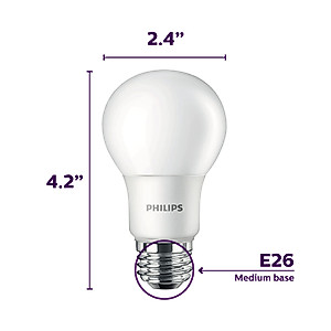 PHILIPS LED Basic Frosted Non-Dimmable A19 Light Bulb - EyeComfort Technology - 1500 Lumen - Soft White (2700K) - 14W=100W - E26 Base - Title 20 Certified - Indoor - 4-Pack