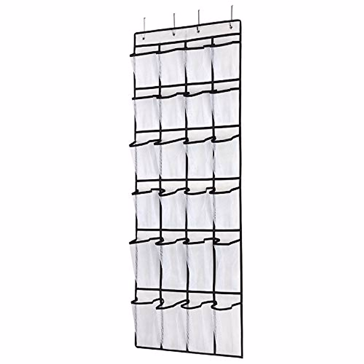 SAVERHO Over The Door Shoe Organizer, Hanging Shoe Organizer with 24 Mesh Large Pockets Door Shoe Rack Organizer for Men Women Kids Hanging Shoe Storage Bag.(White)