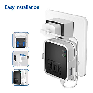 Outlet Wall Mount for Blink Sync Module 2,Simple Mount Bracket Holder for All-New Blink Outdoor and All-New Blink Indoor Home Security Camera with Easy Mount Short Cable（White,1pack）