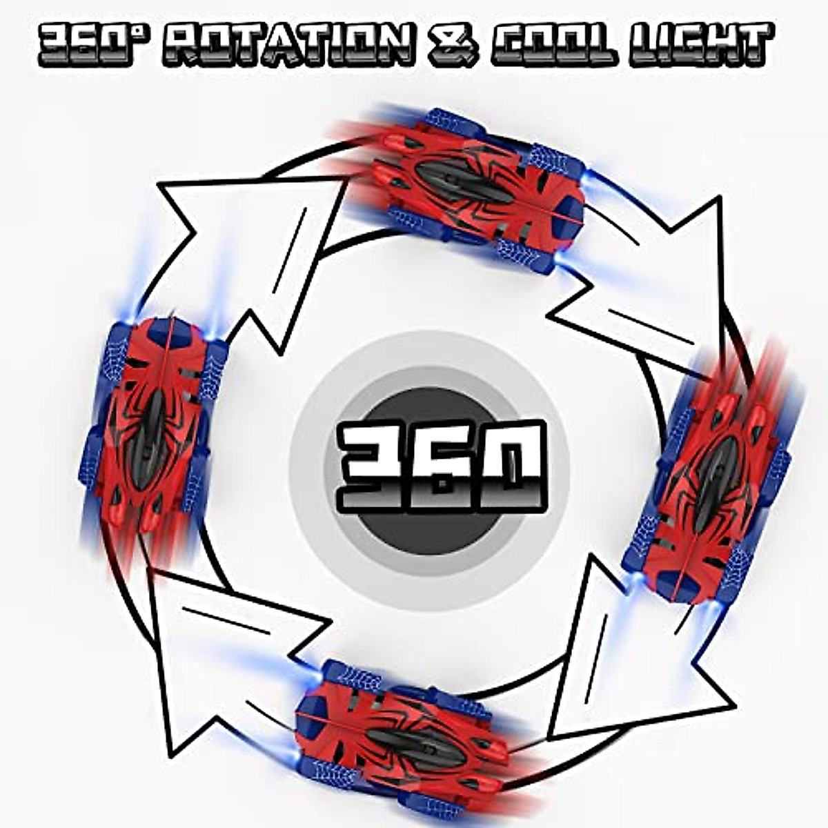 EpochAir Wall Climbing Remote Control Car, Dual Mode 360° Rotating RC Stunt Cars with Headlight,Rechargeable Toys for Boys Gift for Boys 4 5 6 7 8-12 Year Old