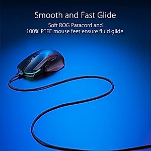 ASUS ROG Chakram X Origin Gaming Mouse, Tri-Mode connectivity (2.4GHz RF, Bluetooth, Wired), 36000 DPI Sensor, 11 programmable Buttons, Detachable Joystick, Paracord Cable, Black