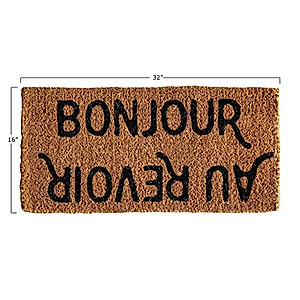 Creative Co-Op Bonjour/Au Revoir Natural Coir Doormat, 32" x 16"