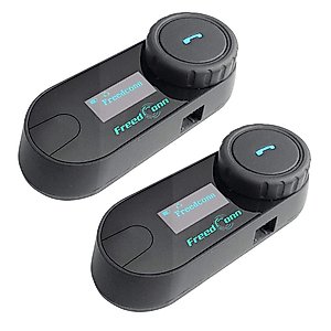 FreedConn 2pcs TCOM-SC Motorcycle Intercom Headset Speakers,2-3 Riders Helmet Bluetooth Intercom, Universal Communication Systems with Music Sharing/LCD Screen/FM Radio/Mobile Phone/GPS/Waterproof