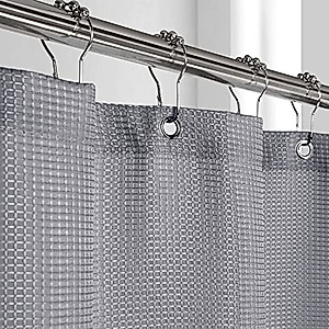 GlowSol Shower Curtain Waffle Weave Fabric Shower Curtain for Bathroom Water-Proof Shower Curtain with Grommet Grey Bathtubs Curtain 72"×78"