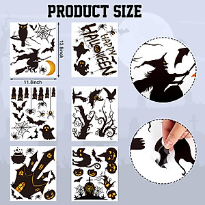 AnyDesign Halloween Wall Decals Bats Ancient Castle Wall Stickers Halloween Removable DIY Wall Art Stickers for Halloween Home Classroom Birthday Party Decoration, 11.8 x 13.8 Inch, 6 Sheets