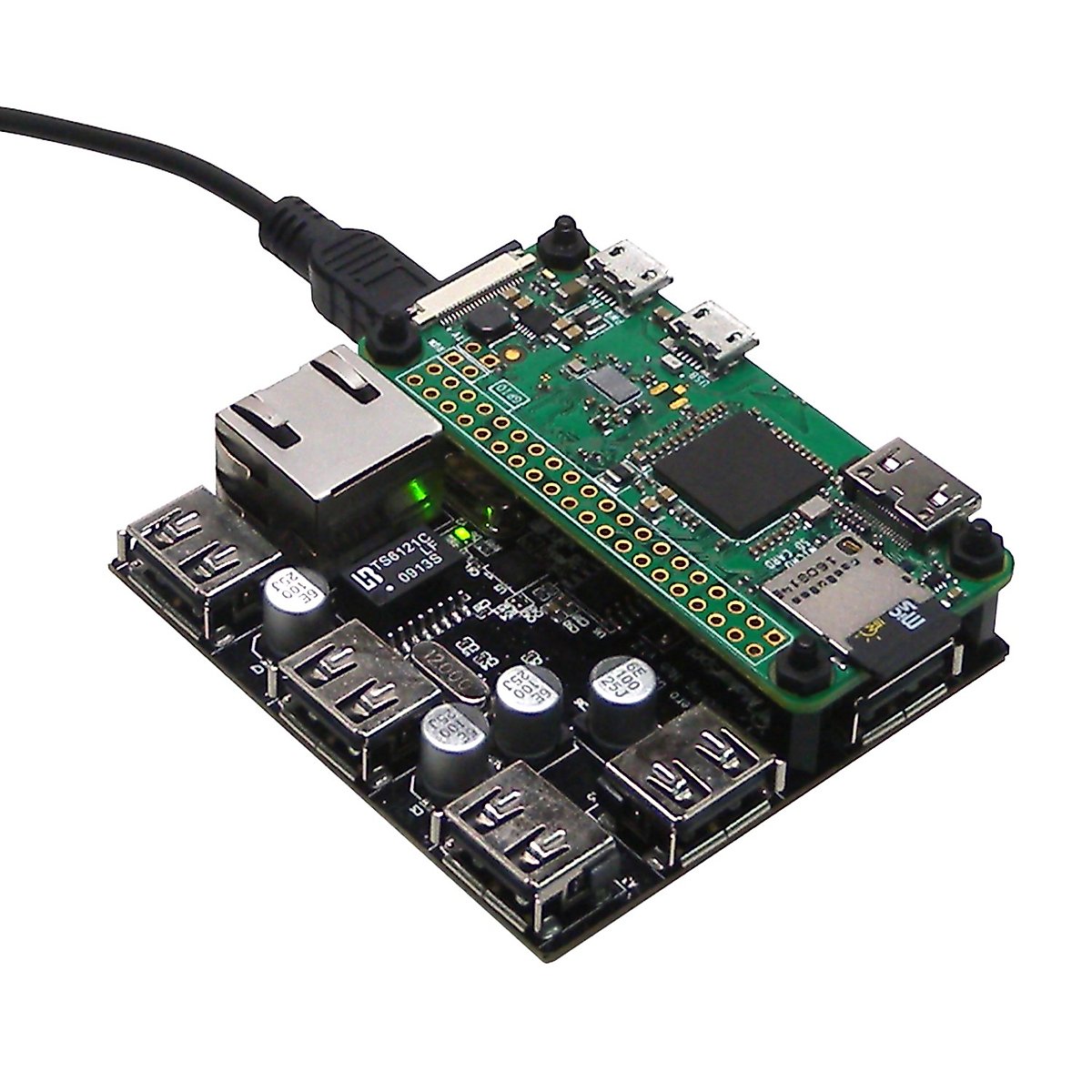 MakerSpot 5-Port Stackable USB Docking Hub for Raspberry Pi Zero V1.3 (with Camera Connector) and Pi Zero W/2W (with Bluetooth & WiFi)