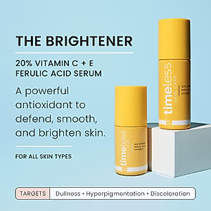 Timeless Skin Care Vitamin C Serum with Vitamin E & Ferulic Acid - 20% Vitamin C Brightening Serum - Face Serum for Oily & Dry Skin - Fragrance-Free Serum for Skin Care - 1 oz (Pack of 2)