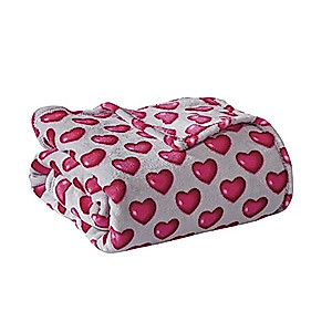 Décor&More Amor Eterno Be Mine Love Collection Valentine's Day Heart Ultra Plush Throw Blanket (50" x 60") - Red Hearts