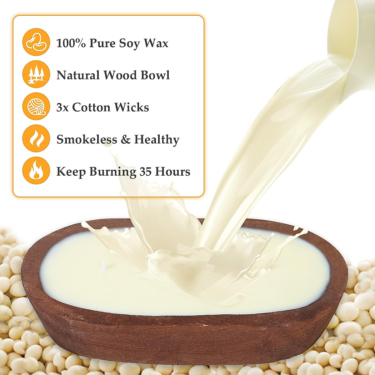 Scented Candles for Home, YeeQue Lavender Candle with Large Wooden Bowl Design for Women,Girl Birthday Gift 3 Wicks, 12oz