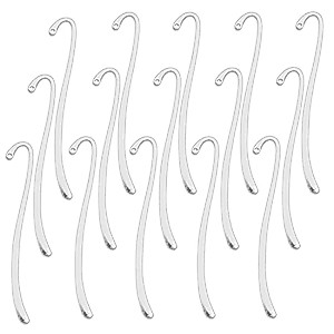 YYANGZ 15PCS Silver Plated Smooth Bookmark, Hook Bookmark, Jewelry Making Charms
