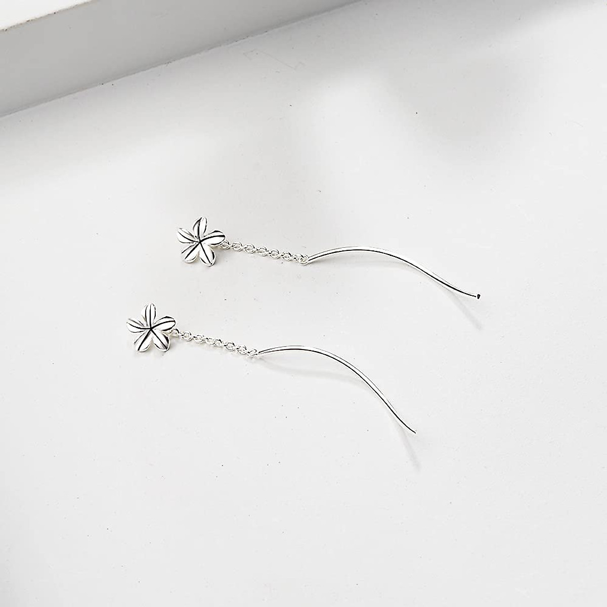 Wavy Long Link Plumeria Flowers Tassel Earrings for Women Teen Girls Elegant Earrings Party Gift