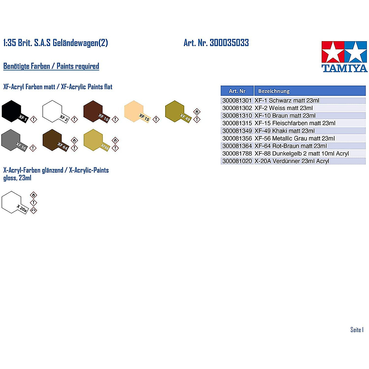 q4you Tamiya 35033 British SAS Off Road Car, Model Kit