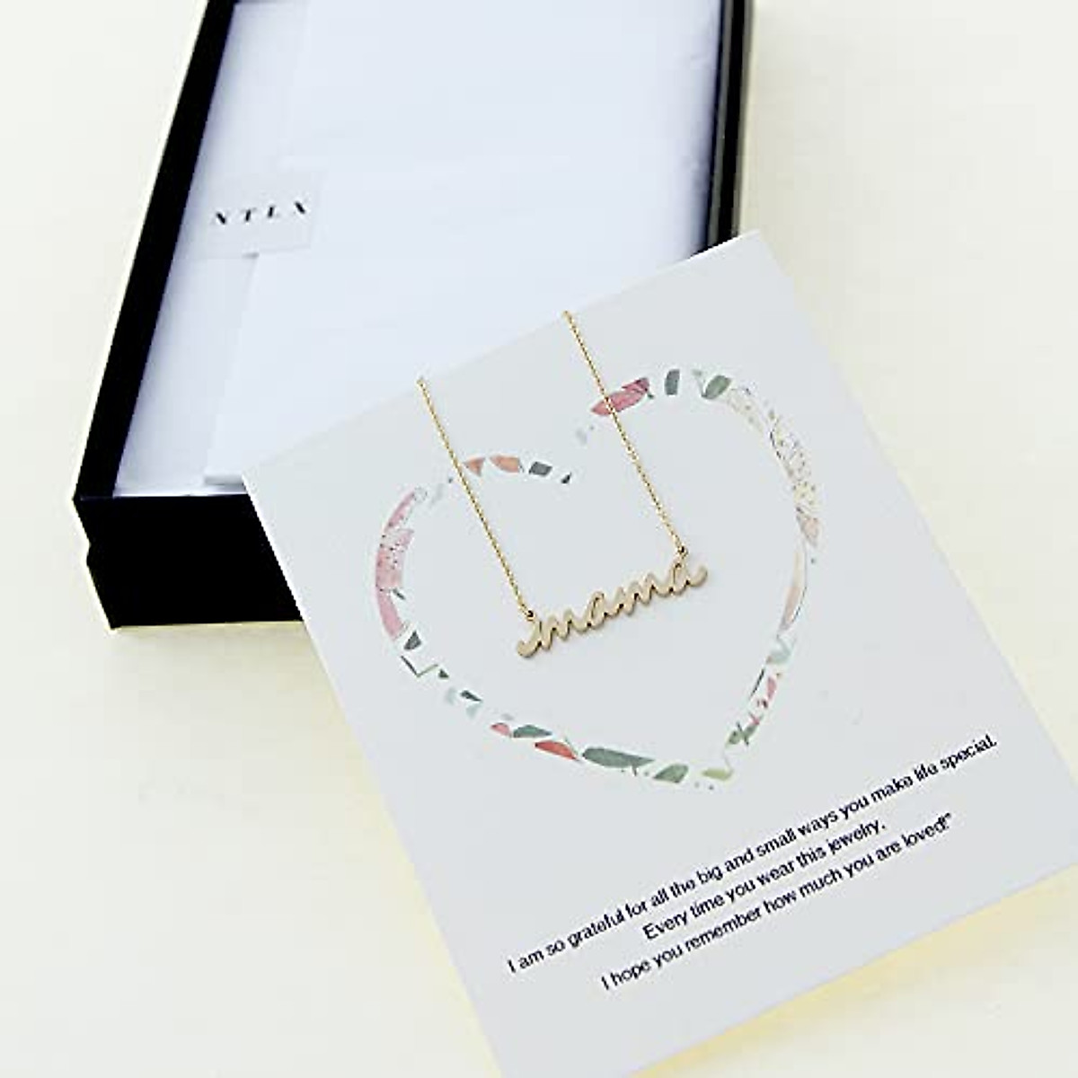 NTLX Mama Necklace – Mama Necklace for Women - Mama Script Cursive Lettering - Simple Delicate Cute – 14K Gold - Great Gift - Beautiful Card & Gift Box Included (Mama Script - Gold)