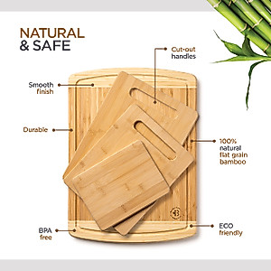 Bamboo Cheese Board and Bamboo Cutting Board Set of 4
