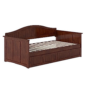 AFI, Nantucket Twin Size Wood Daybed Frame with 2 Storage Drawers, Walnut (Brown)