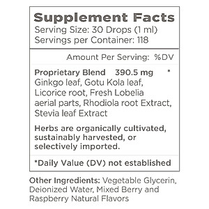 Natural Wellbeing - Kids' Attention Gold - Natural Support for Focus and Concentration - New Mixed Berry & Raspberry Flavor - 4oz (118ml)