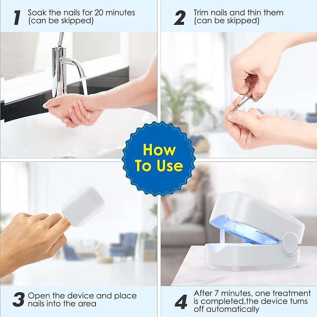 Nail Fungus Cleaning Light Device, FSA or HSA eligible Nail Fungus for Damaged Discolored Thick Toenails & Fingernails, Effective Rechargeable Nail Fungus Remover for Home Use