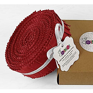 Soimoi 40Pcs Solid Red Cotton Precut Fabrics for Quilting Craft Strips 1.5 Inches Jelly Roll