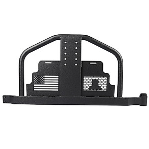 OCPTY Front Bumper and Rear Bumper with and Tire Carrier Fit For 2007-2015 2016-2018 for Jeep Wrangler JK Winch Plate with D-ring LED Lights with and Tire Carrier Texture Black