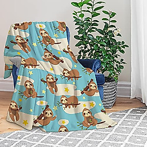 Throw Blanket for Couch, Cozy Warm Plush Fleece Throw Blanket for Adults and Kids, Ultra-Soft Flannel Blanket Decorative Fuzzy Throws for Sofa Bed Dorm, All Season 50x60 in (Sloth)