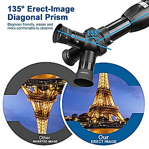 USCAMEL Telescope for Kids Adults Astronomy Beginners, 60mm Aperture and 500mm Focal Length, Protable Travel Refractor Telescope with Rotatable Eyepiece, AZ Mount Tripod, Phone Adapter, Carrying Bag