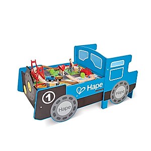Hape Wooden Blue Foldable Ride-on Train Table