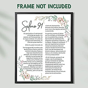 Salmo 91 En Espanol Wall Decor - Psalm 91 Cuadro - Christian Wall Decor In Spanish - 8x10 - Unframed