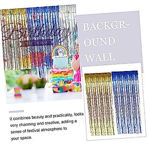 jojofuny 3pcs Rain Curtain Background Wall Gold Decorations Blue Streamers Silver Fringe Curtain Tassel Curtains Party Tassel Curtain Party Backdrops Backdrop for Birthday Party Thicken
