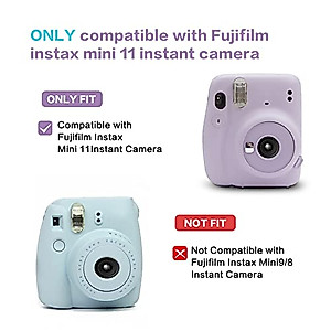 MOSISO Protective Case Compatible with Fujifilm Instax Mini 11 Instant Camera, Sparkly Glitter Hard Shell Camera Case Cover with Adjustable Rainbow Shoulder Strap, Clear