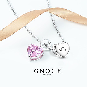 GNOCE Engravable Heart Charms For Bracelets Necklace 925 Sterling Silver Bead Charms For Mother's day Women Jewelry Gift