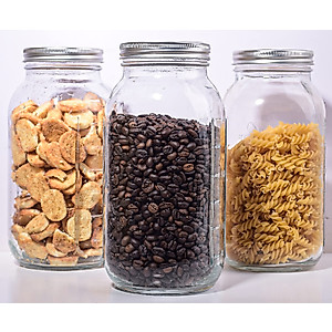 eleganttime 64 oz Mason Jar Wide Mouth 3 Pack,Large Half Gallon Mason Jar with Airtight Lid,Big 1/2 Gallon Big Mason Jars for Canning,Pickling, Fermentation and Preservation