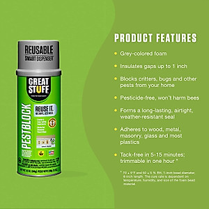 Great Stuff Pestblock Smart Dispenser - 3 Pack (3 x 12oz), Cans Off-White Spray Foam sealant for House/Home