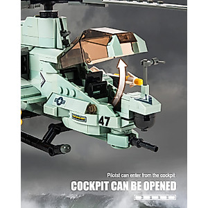 dOvOb Military AH-1Z Viper Helicopter Building Blocks Set, Army Plane Toys as Gift for Kids or Adult (597 Pieces)