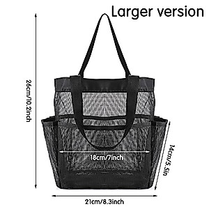 Lusofie Mesh Shower Bag，Portable Large Shower Caddy Basket with 8-Pocket Mesh Shower Caddy Tote for Beach, Swimming, Gym