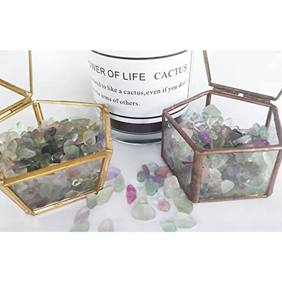 DUQGUHO Decorative Rocks Aquarium Gravel Natural Fluorite Crystals Chip Bulk Rocks Gravel for Plants Terrarium Supplies Little Fish Tank Gravel Pebbles Vase Filler 0.44 lbs