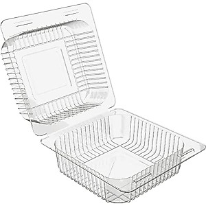 Axe Sickle 100 Count 5 x 5 inch Clear Plastic Hinged Take Out Containers Clamshell Takeout Tray Disposable Food Clamshell Containers for Dessert, Cakes, Cookies, Salads, Pasta, Sandwiches