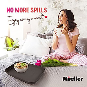Mueller Reversible Serving Tray, European Made Platter, 2in1, Rectangular Non-Slip Tray, Shatter-Proof, Non-Toxic, for Coffee Table, Kitchen, Outdoors, Dishwasher Safe, Gray
