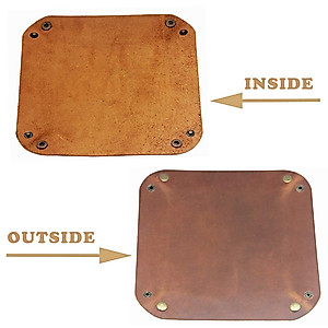 boshiho Valet Tray for Men, Leather Jewelry Catchall Key Phone Coin Box Change Caddy Bedside Storage Box (Crazy Horse Leather - Light Brown)