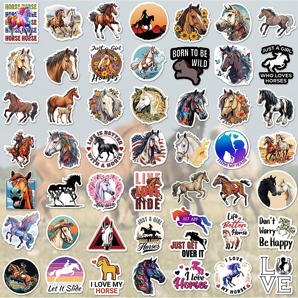 102 PCS Horse Stickers for Water Bottles, Horse Riding Stickers for Laptop Stuff, Horse Party Favors, Horse Gifts for Girls Kids