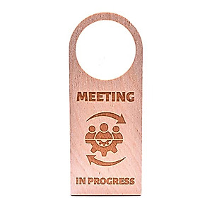 Meeting in Progress, Do Not Disturb Sign, Door Hanger - Engraved in Plywood